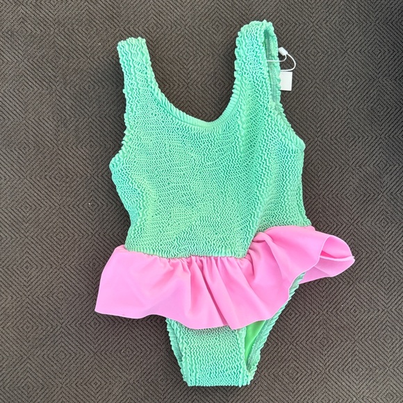 lil goldie | Swim | Kids Swim One Piece In Green And Pink | Poshmark